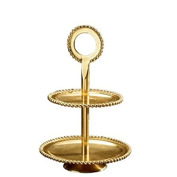 IHI | Dining | Beaded Polish Gold Metal Two Tier Serving Stand | Poshmark
